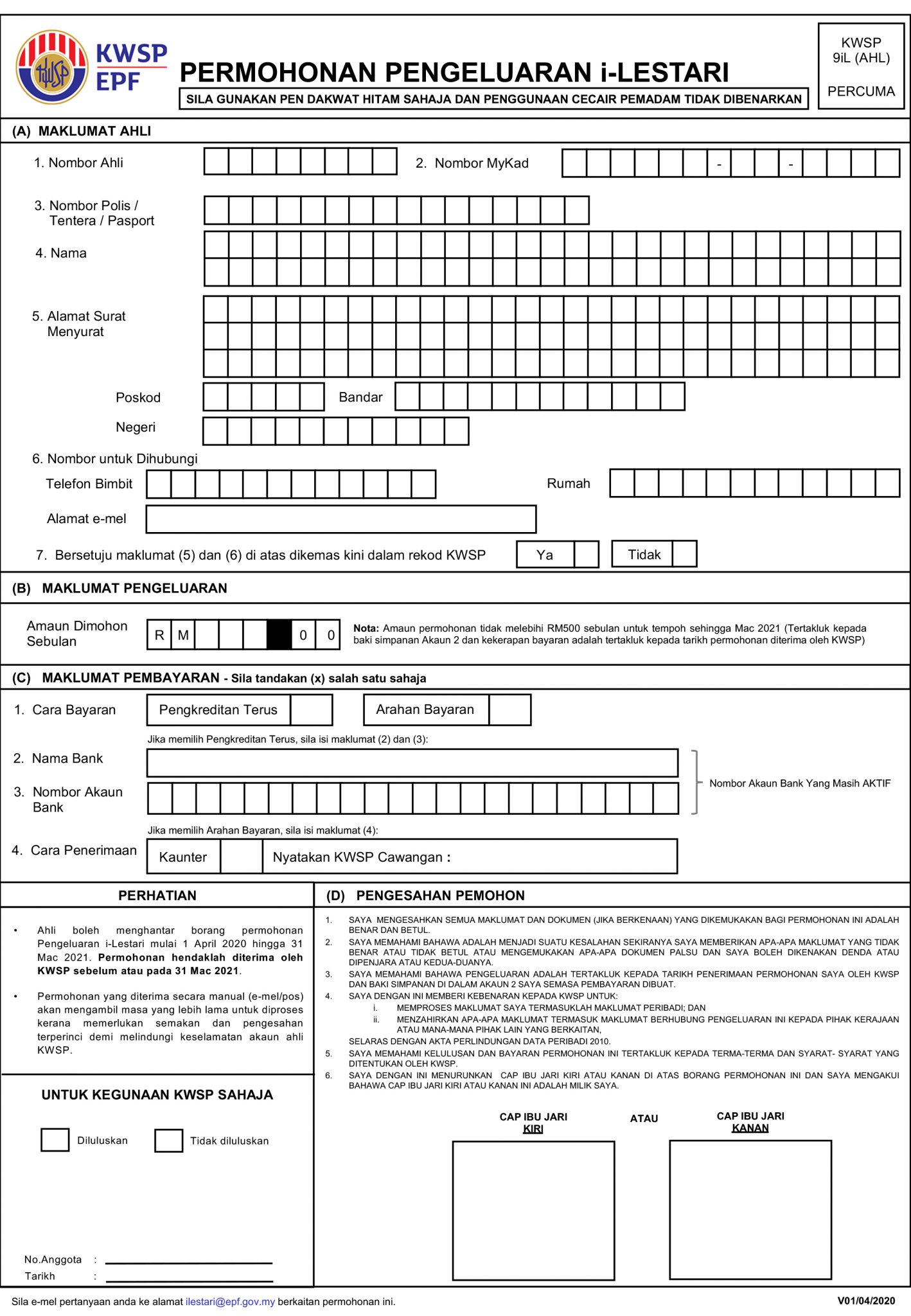 Panduan Permohonan Pengeluaran i-Lestari Secara Manual (Melalui ...